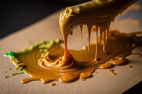 Premium Ai Image Flowing Golden Drops Cannabis Wax Extract Thc Live Resin Generative Ai