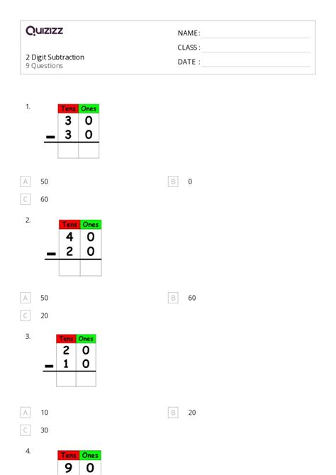 50 Multi Digit Subtraction Worksheets For 1st Class On Quizizz Free And Printable