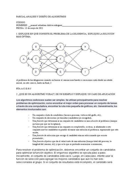 Parcial Análisis Y Diseño De Algoritmos Manuel Sebastian Chitiav Pdf Programación Dinámica