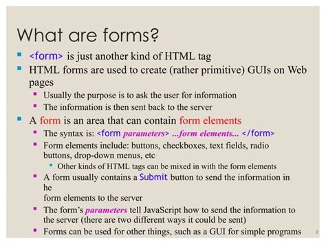 Hypertext Mark Up Languages Html Forms Pptx