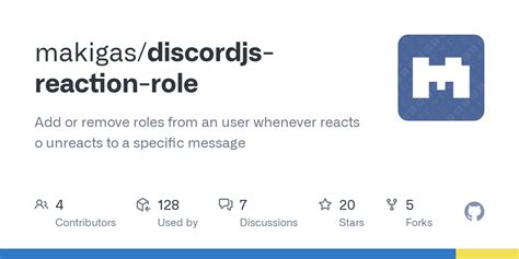 Github Makigasdiscordjs Reaction Role Add Or Remove Roles From An