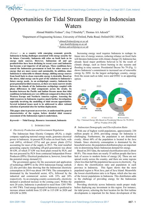 Pdf Opportunities For Tidal Stream Energy In Indonesian Waters