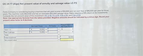 Solved QS Algo Net Present Value Of Annuity And Chegg