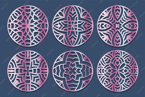 Premium Vector Set Decorative Circle Coaster For Laser Cutting Round Abstract Geometric