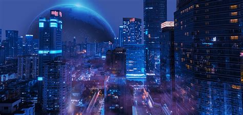 사이버 펑크 도시 그라데이션 기술 배경 사이버 펑크 시티 구배 배경 일러스트 및 사진 무료 다운로드 Pngtree