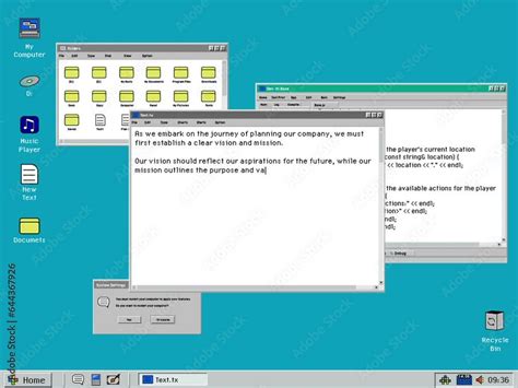 Retro Desktop Environment Computer Template With Text Editor Window