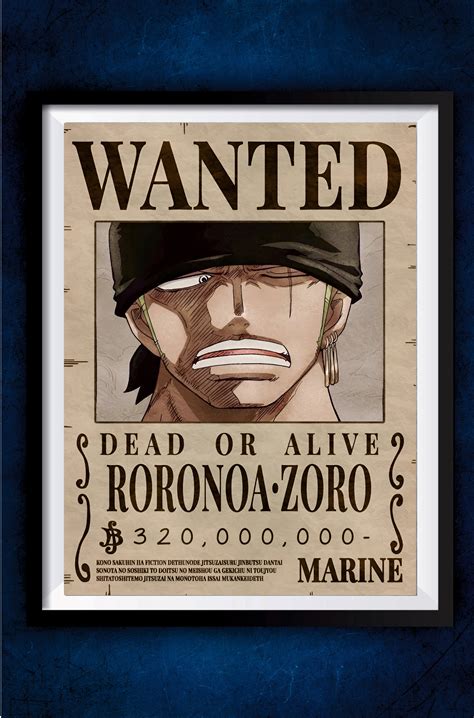 Zoro Wanted Poster One Piece Poster Geekygallery