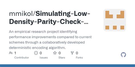 GitHub Mmikol Simulating Low Density Parity Check Codes An Empirical Research Project
