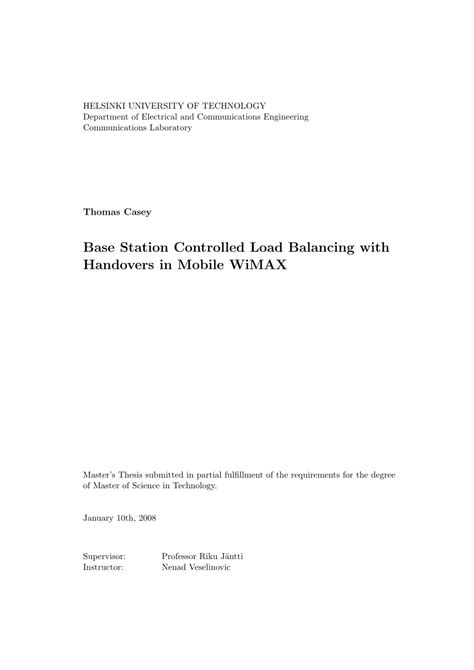 Pdf Base Station Controlled Load Balancing With Handovers In Mobile Wimax