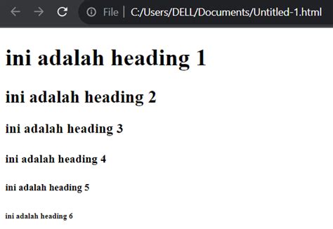 Belajar Html Dasar Heading Pada Html ~ Puding Area