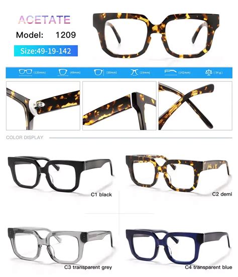 High End Acetate Optical Frame Eyeglasses Square Spectacles