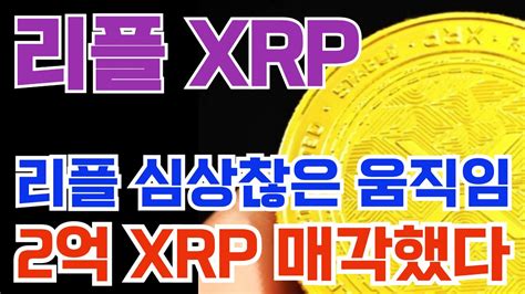 리플 Xrp 2억 Xrp 매각 심상찮은 움직임 포착 Youtube