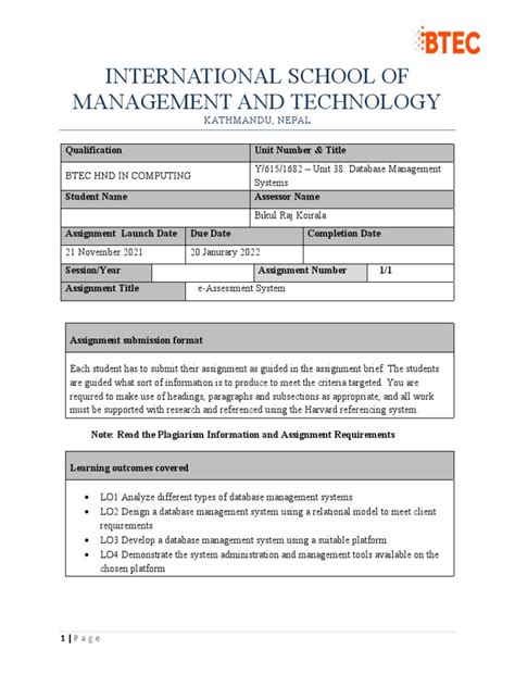 Unit 38 Databasemanagementsystem Bikulsir 1 Pdf Databases Test Assessment