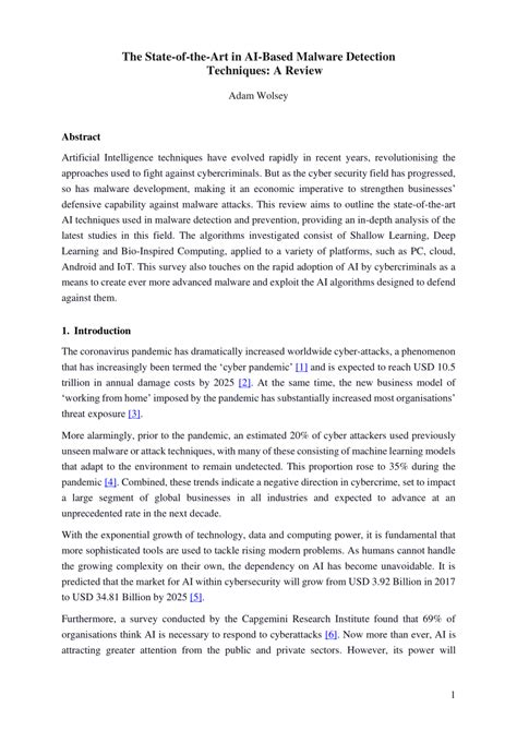 Pdf The State Of The Art In Ai Based Malware Detection Techniques A Review