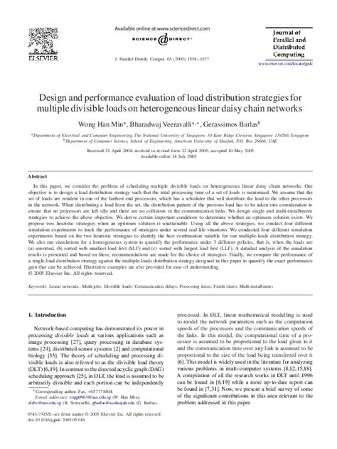 Pdf Design And Performance Evaluation Of Load Distribution Strategies For Multiple Divisible