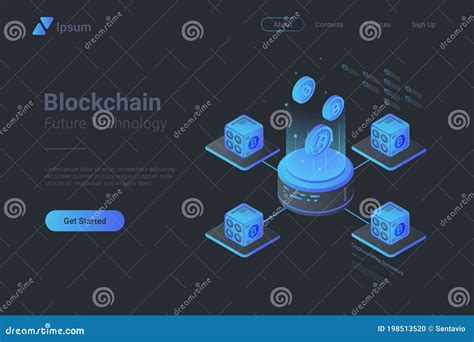 Blockchain Ico Isometric Flowchart Cartoon Vector 115646163