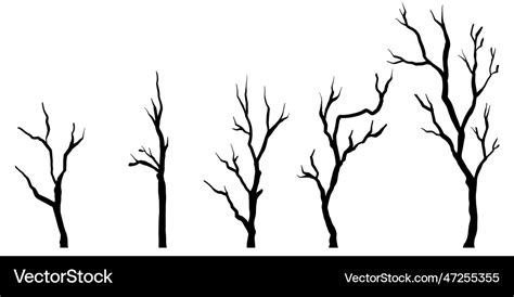 Doodle Sketch Style Of Naked Trees Silhouettes Vector Image