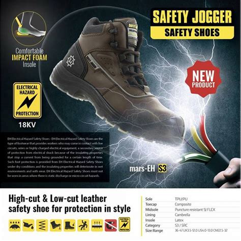 รองเท้าหนังสีน้ำตาลกันไฟฟ้า Safety Jogger Mars Eh Shopee Thailand