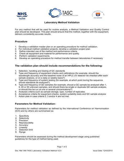 Laboratory Method Validation Procedure At Keith Criswell Blog