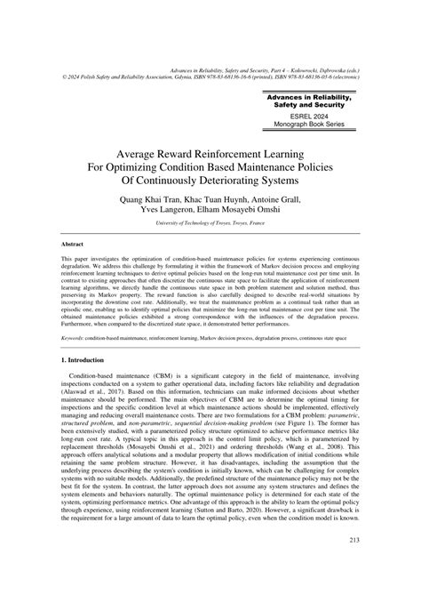 Pdf Average Reward Reinforcement Learning For Optimizing Condition