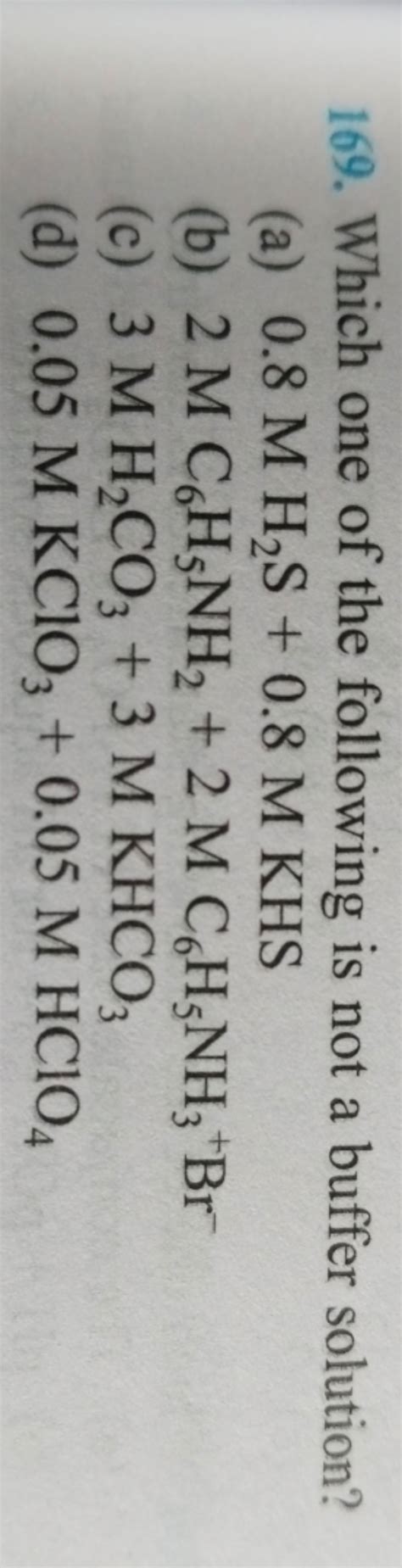 Which One Of The Following Is Not A Buffer Solution A 08 Mathrm M