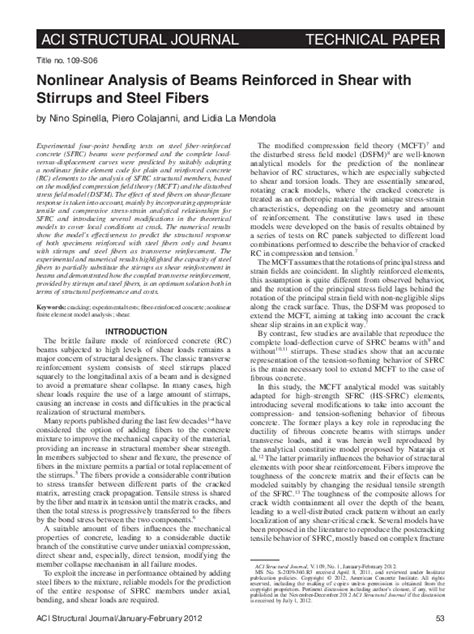 Pdf Nonlinear Analysis Of Beams Reinforced In Shear With Stirrups And