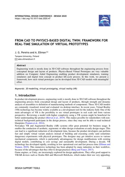 Pdf From Cad To Physics Based Digital Twin Framework For Real Time Simulation Of Virtual