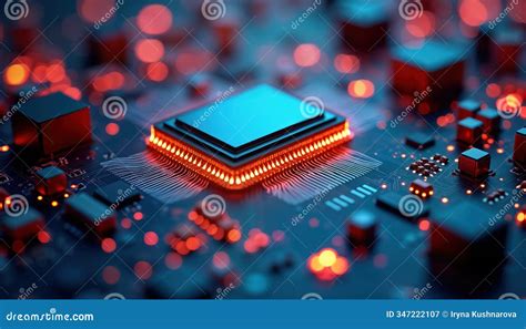 Closeup Tech Hardware Motherboard Circuit Cpu Microchip Digital Ai Generative Illustration