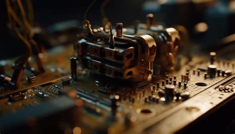 Ai가 생성한 컴퓨터 칩 회로 기판 및 커패시터 작동 무료 사진