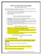 MLA Th Edition Style Guide Formatting And Citation Examples Course Hero