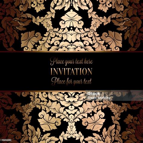 배너 벽지 초대 카드 소책자에 대 한 골드 꽃 빈티지 패턴 벡터 럭셔리 단풍 결혼식 초대장 디자인 또는 배경 템플릿 0명에 대한 스톡 벡터 아트 및 기타 이미지 Istock