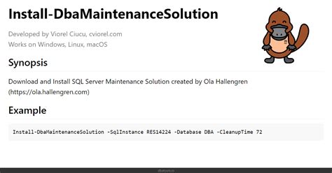 Dbatools Docs Install Dbamaintenancesolution