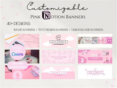 Pink Babe Notion Covers Aesthetic Notion Banners Canva Editable Digital Download Notion