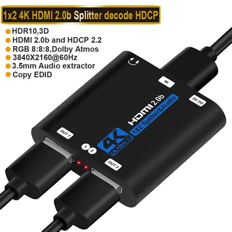 1x8 4K UHD HDMI Splitter 2 0 1x2 HDMI 2 0 Splitter HDCP 2 2 HDR Splitter HDMI 2 0 4K 1x4 HDMI2 0