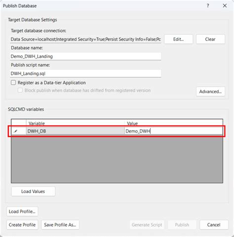 Database Projects Working With Sqlcmd Variables