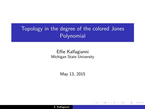Pdf Topology In The Degree Of The Colored Jones Polynomial Lecture Slides