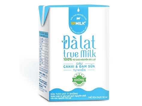 Sữa Tươi Tiệt Trùng ít đường Đà Lạt True Milk Hộp 110ml