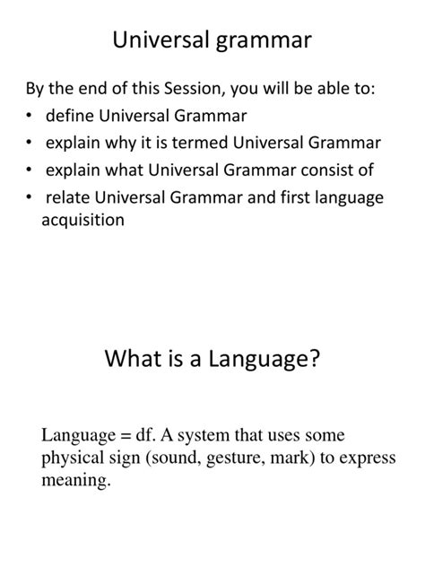 Universal Grammar How An Innate Language Capacity Enables First Language Acquisition Pdf