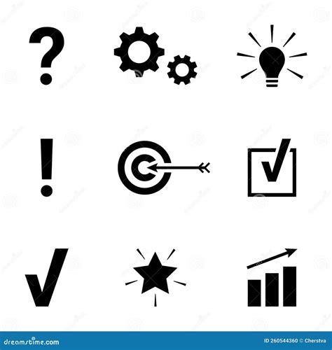Problem Solution Sign Icon Pictogram Question Exclamation Check Tick Mark Gear Light Bulb