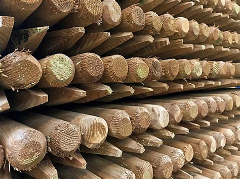 10 X Round Wooden Fence Posts Stakes Hc4 Pressure Treated 1 8m Tall X