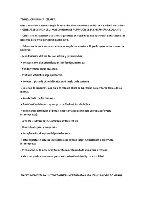 Tecnica Quirurgica Cesarea Pdf Placenta Especialidades Medicas