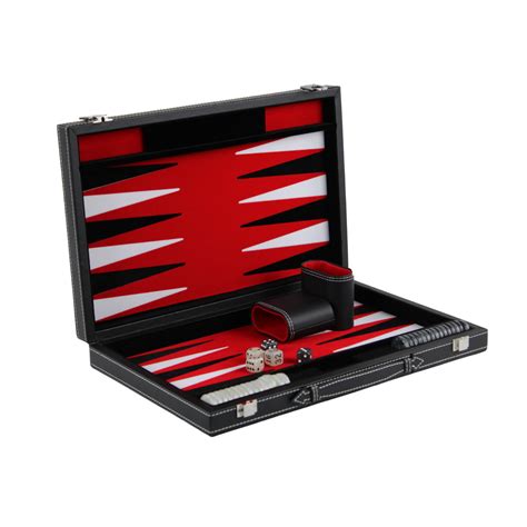 Royal Red Leather Backgammon Set 15 Inch Uk