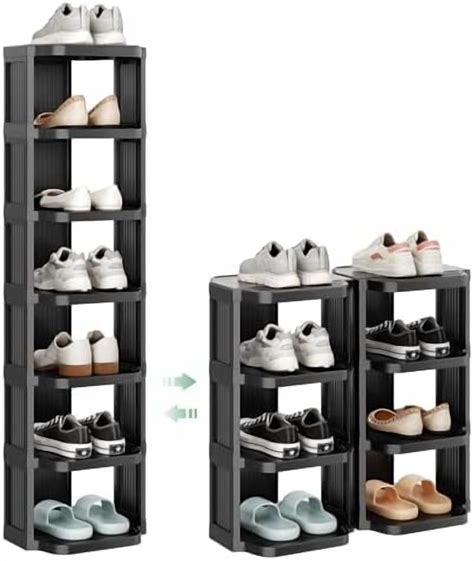 8 Tier Vertical Plastic Shoe Rack Freestanding Stackable Storage