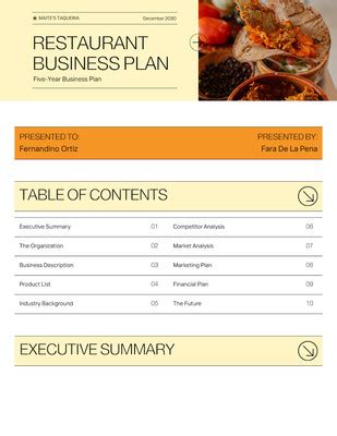 Free Printable Restaurant Business Plan Templates Canva