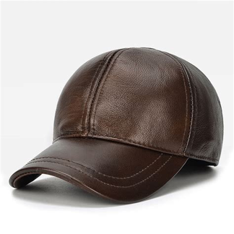 Dark Brown Vintage Leather Baseball Cap Aflatoon Leather