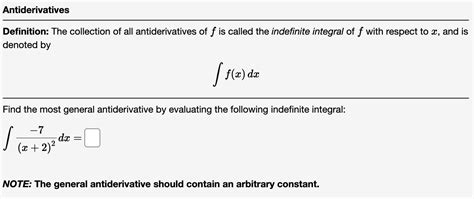 Solved Definition The Collection Of All Antiderivatives Of