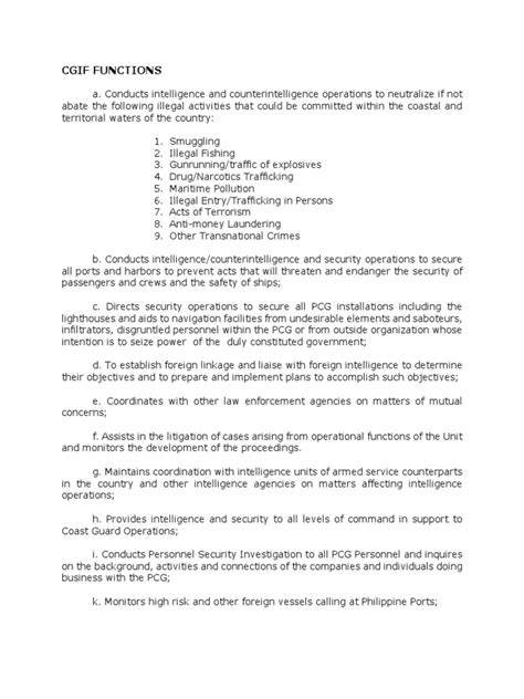 C Functions Pdf Coast Guard Counterintelligence