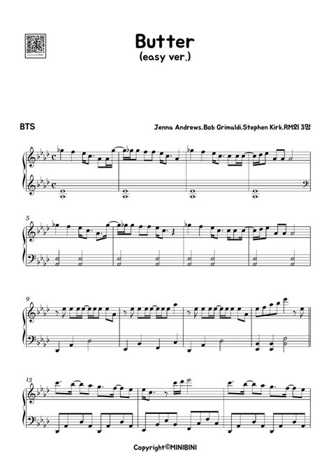 Bts 방탄소년단 Butter Easy Version 악보 By Minibini