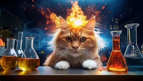 A Cat Exploding During A Scientific Experiment Stock Illustration