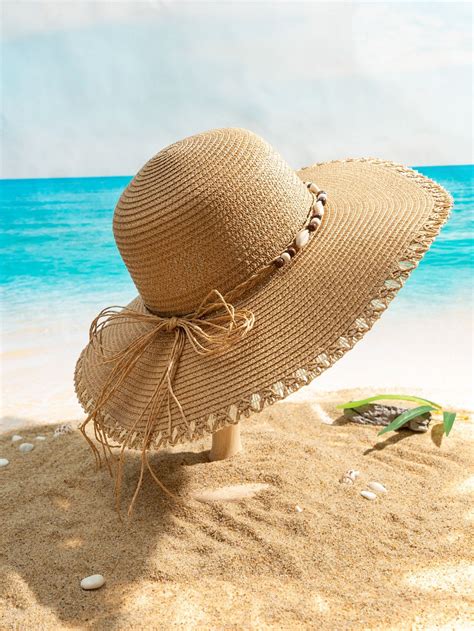 Shell Decor Straw Hat Hats Straw Hat Sun Hats